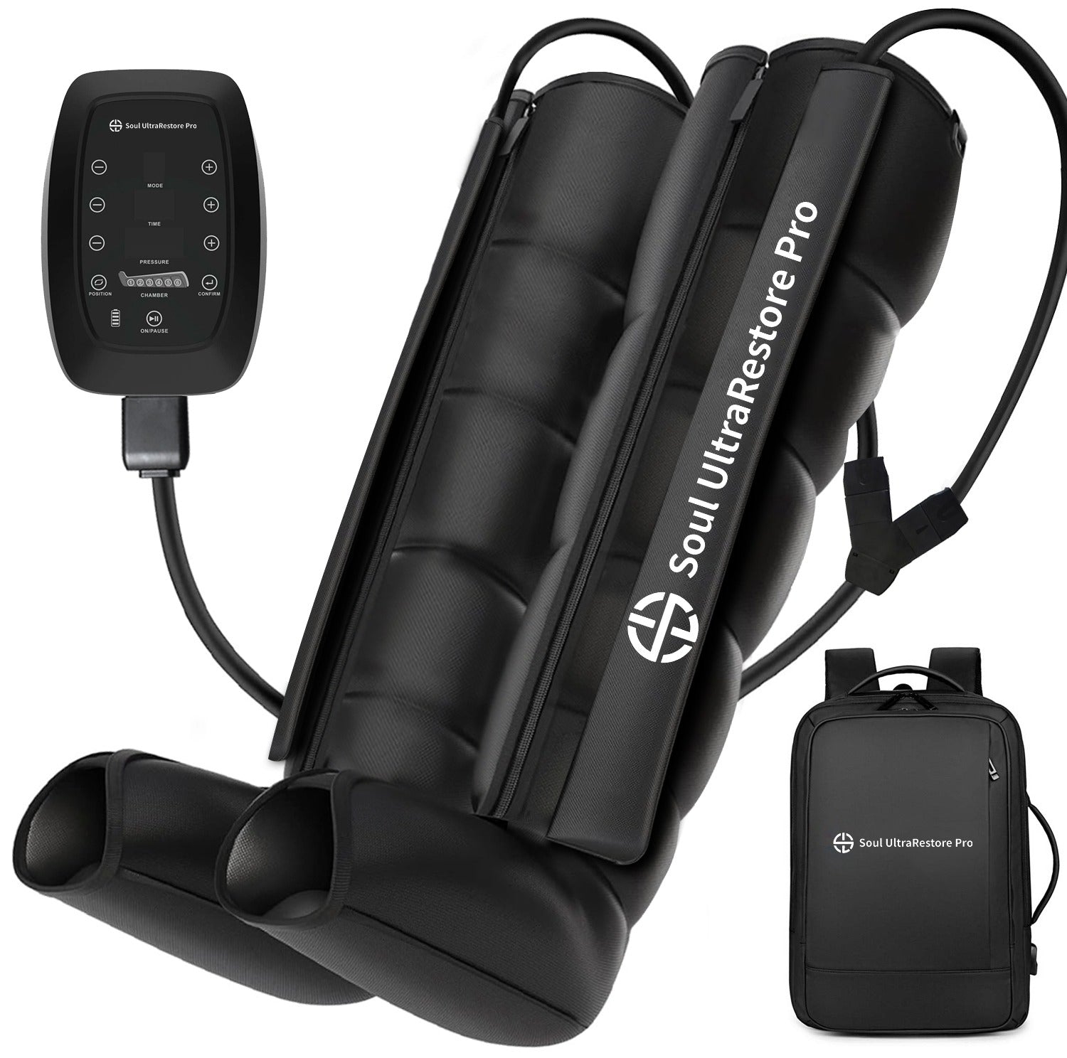 Ultra Restore Pro 6-Chamber Pneumatic Leg Compression Boot with Backpa ...